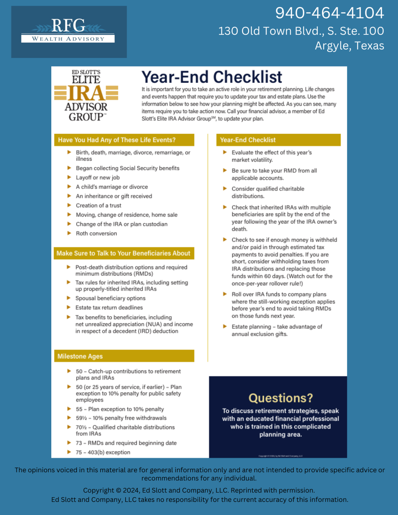 End-of-Year Checklist – RFG Wealth Advisory